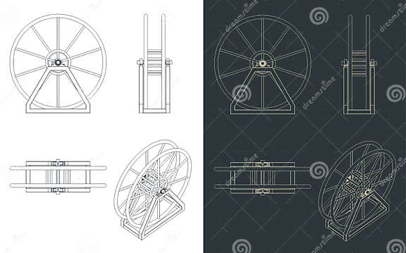 High Voltage Cable Drum Blueprints Stock Vector - Illustration of ...