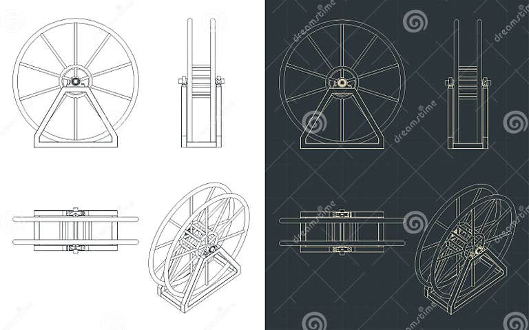 High Voltage Cable Drum Blueprints Stock Vector - Illustration of ...