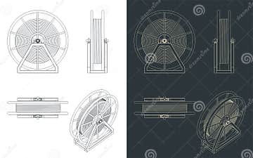 High Voltage Cable Drum Blueprints Illustrations Stock Vector ...