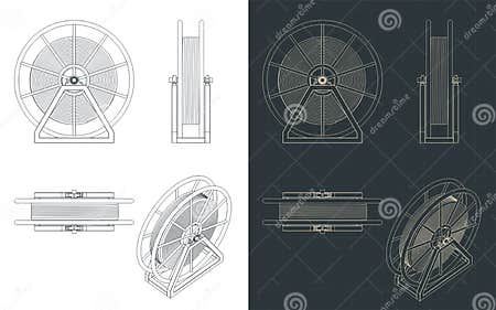 High Voltage Cable Drum Blueprints Illustrations Stock Vector ...
