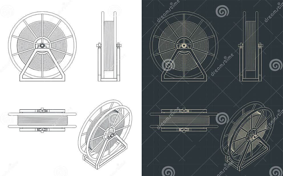 High Voltage Cable Drum Blueprints Illustrations Stock Vector ...