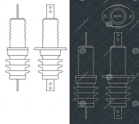 High-voltage Isolator Blueprints Stock Vector - Illustration of high ...