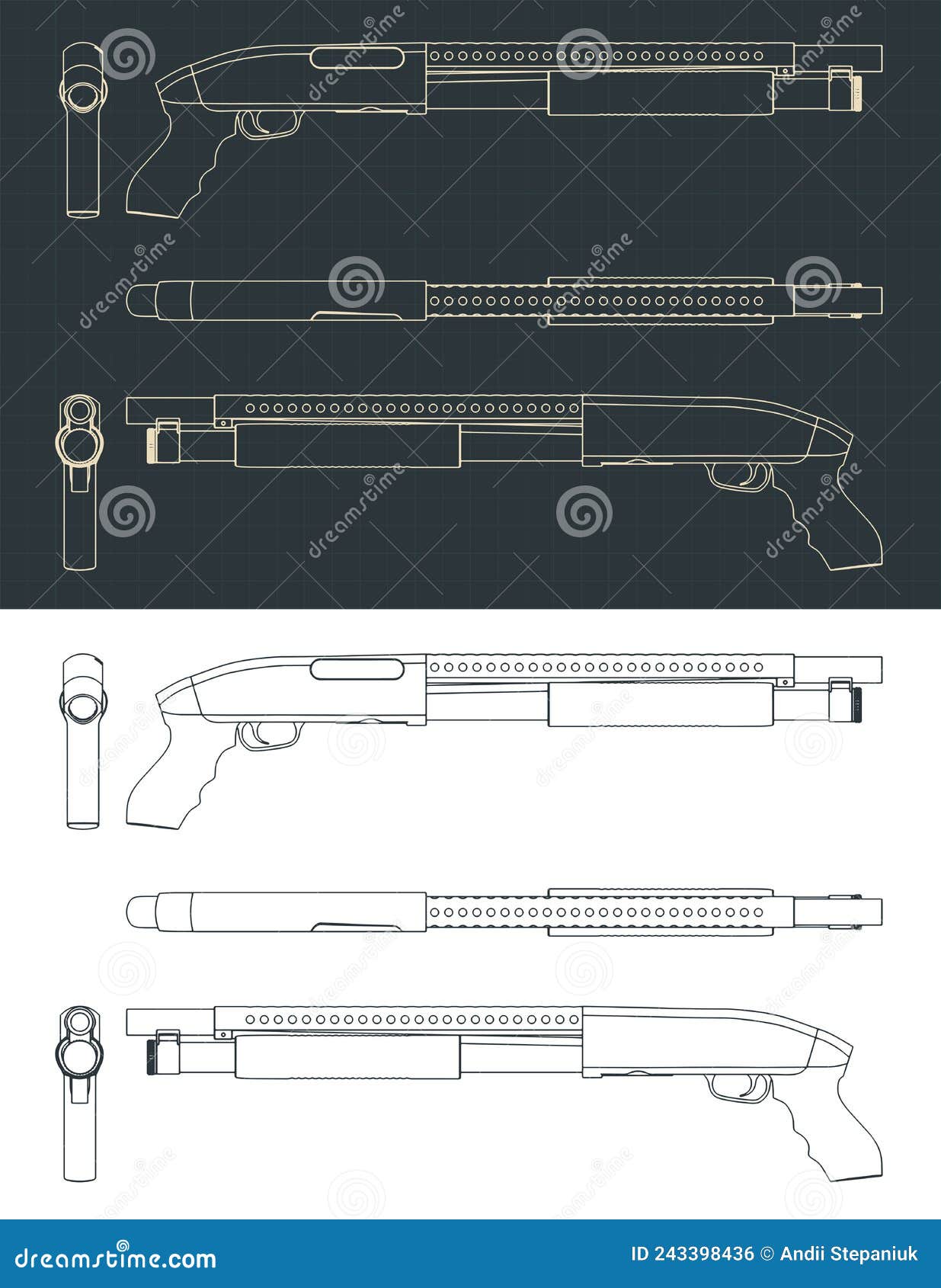 Shotgun drawings stock vector. Illustration of protection - 243398436