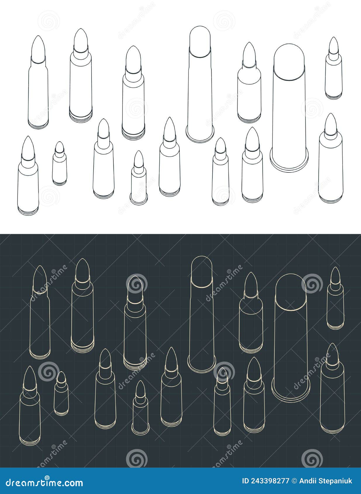 Bullets of Various Calibers Stock Vector - Illustration of hunting ...