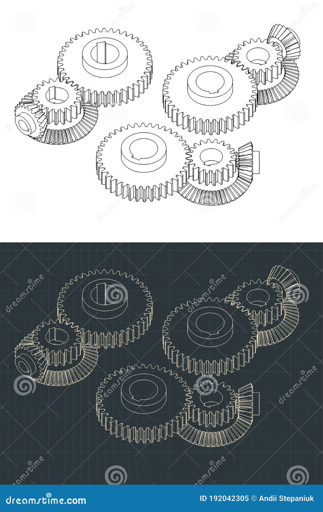 Gears Drawings of Different Types of Gears Stock Vector - Illustration ...
