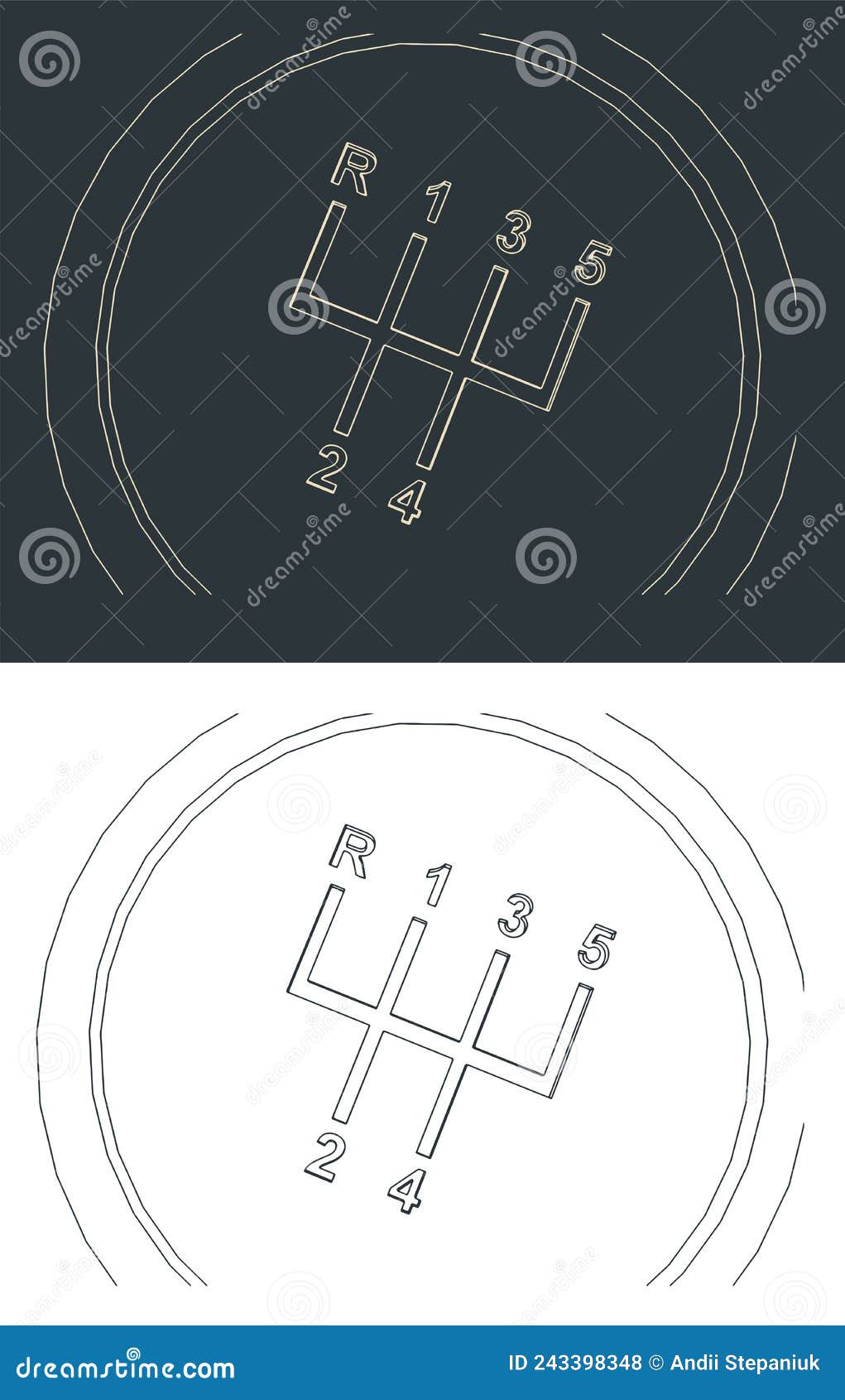 Gear shift knob sketch stock vector. Illustration of vector - 243398348