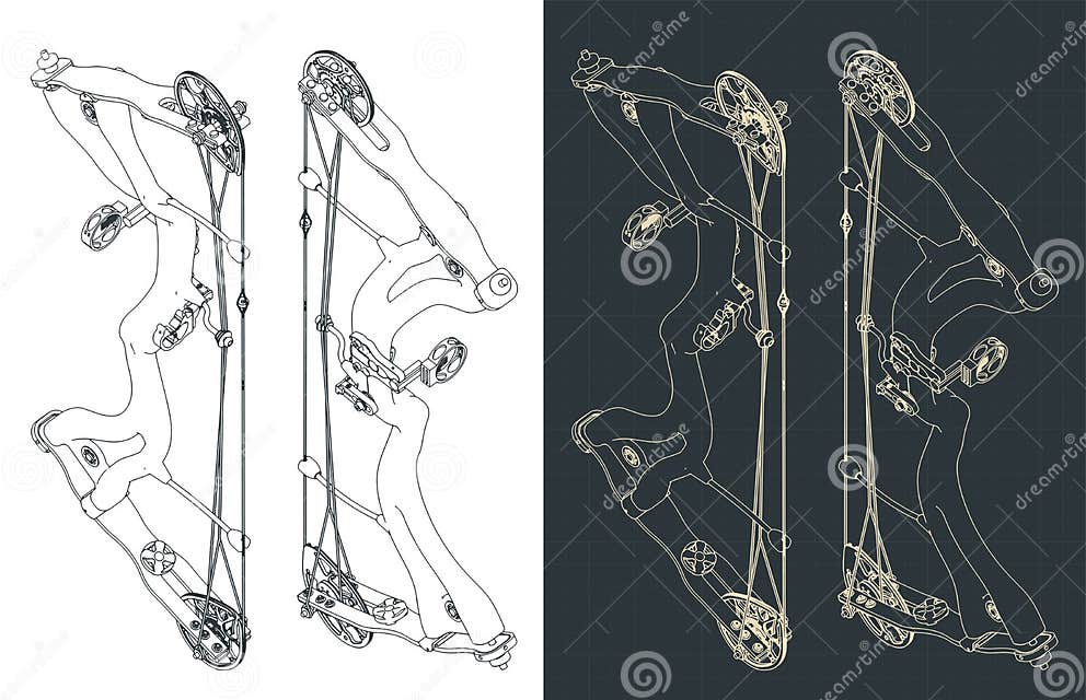 Compound Hunting Bow Isometric Blueprints Stock Vector - Illustration ...