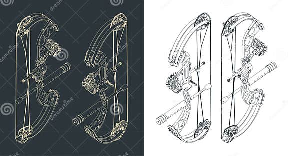 Compound Hunting Bow Isometric Blueprints Stock Vector - Illustration ...