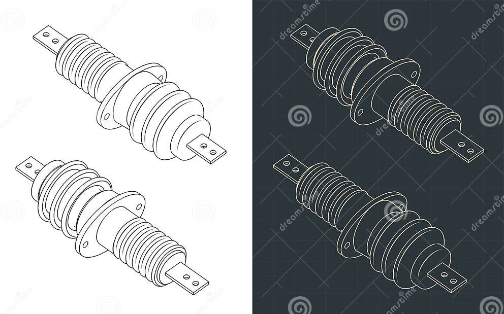 High-voltage Isolator Isometric Blueprints Stock Vector - Illustration ...