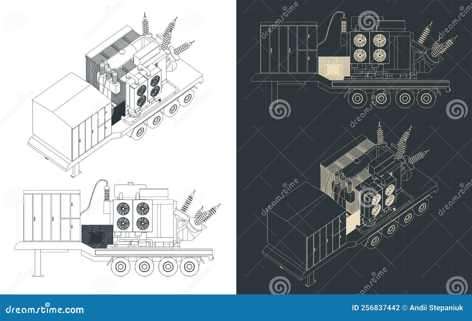 High-voltage Mobile Substations Blueprints Illustrations ...