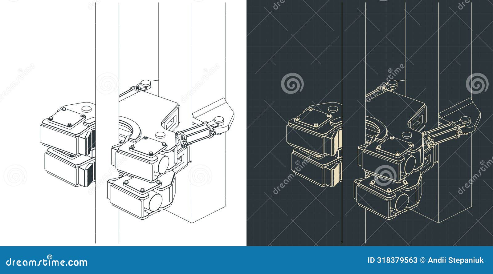 Modular Double Pole Circuit Breakers For DIN Rail Mount Cartoon Vector ...