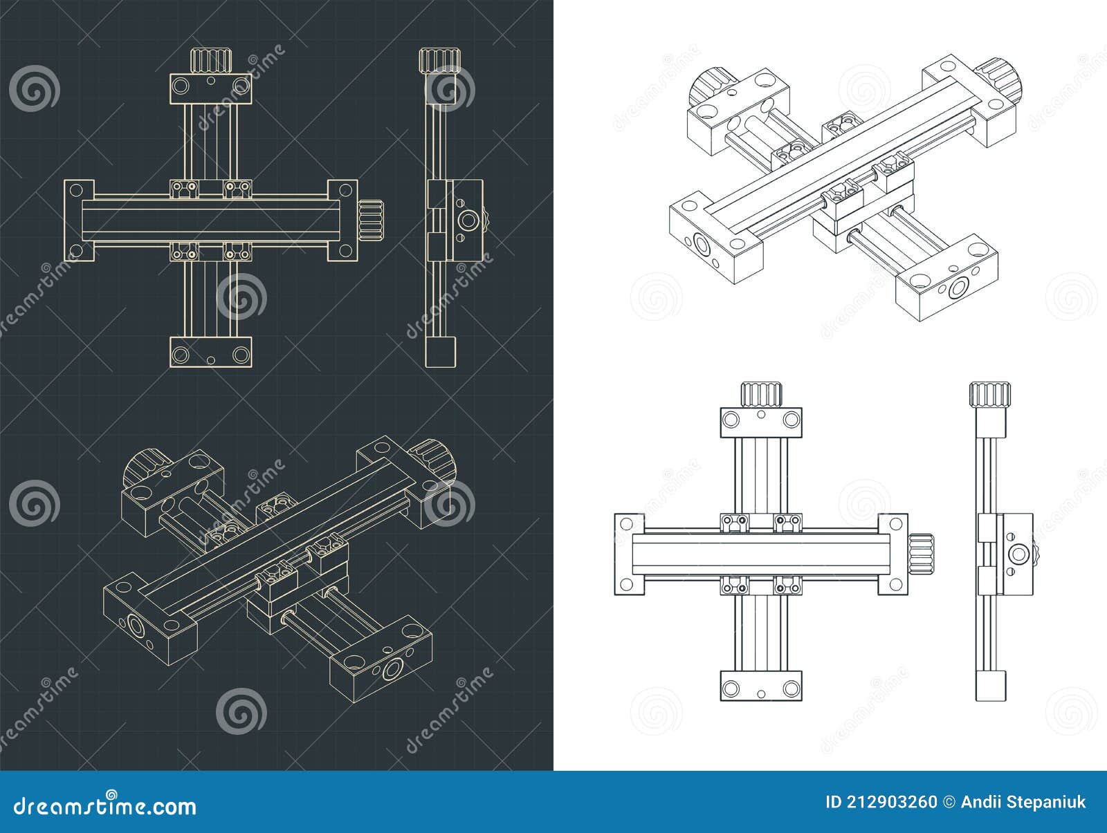 XY Linear Actuator Drawings Stock Vector - Illustration of automotive ...