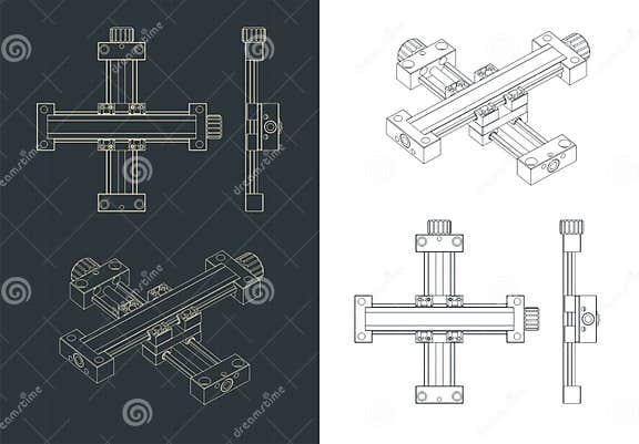 XY Linear Actuator Drawings Stock Vector - Illustration of automotive ...