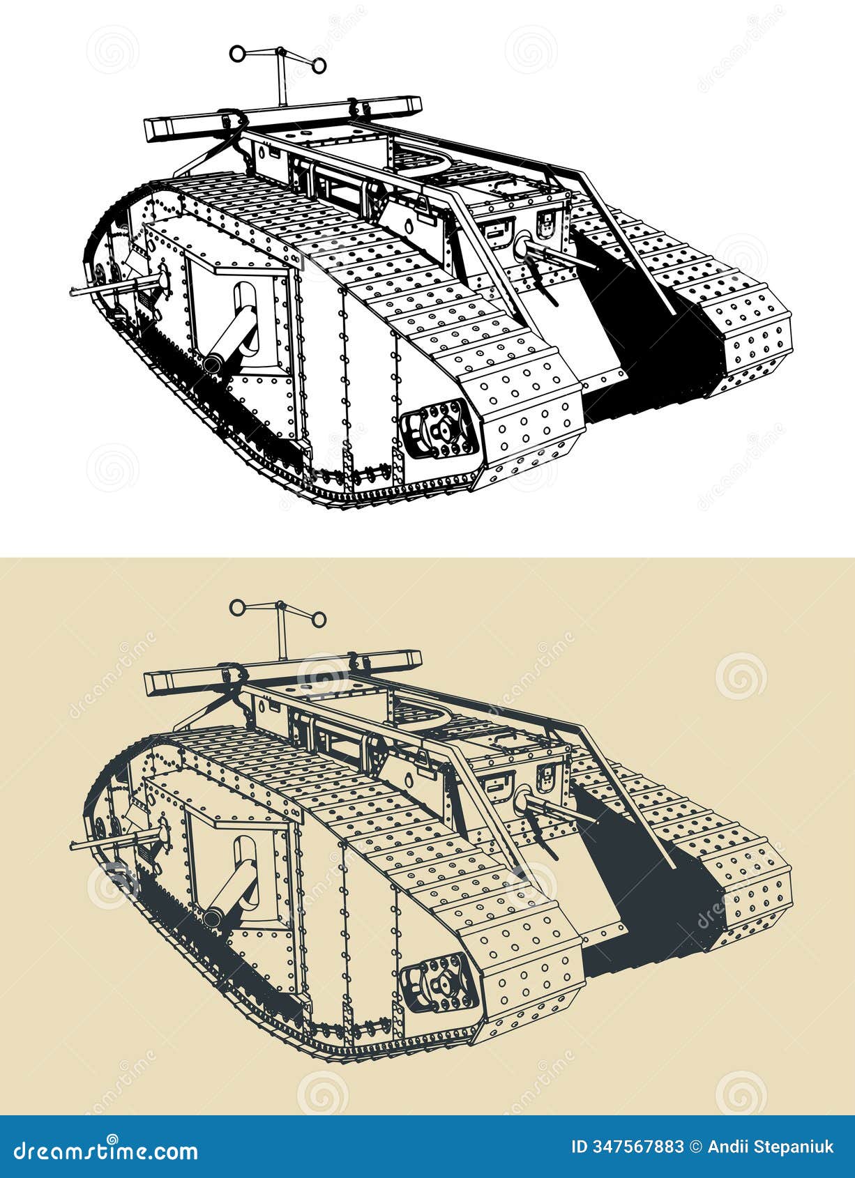 Mark V tank stock vector. Illustration of tank, history - 347567883