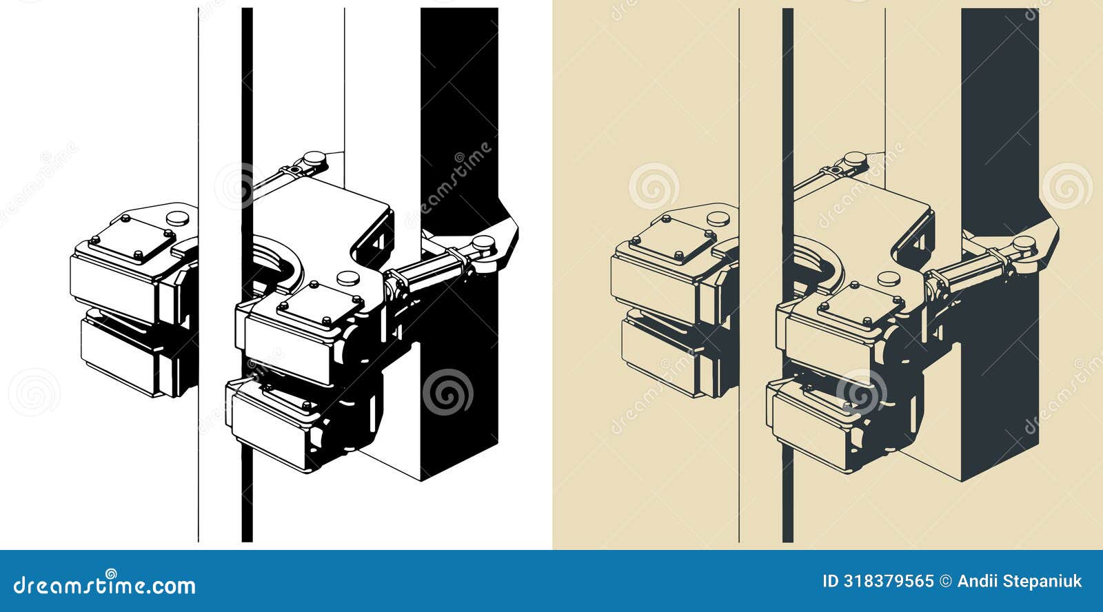 Modular Double Pole Circuit Breakers For DIN Rail Mount Cartoon Vector ...