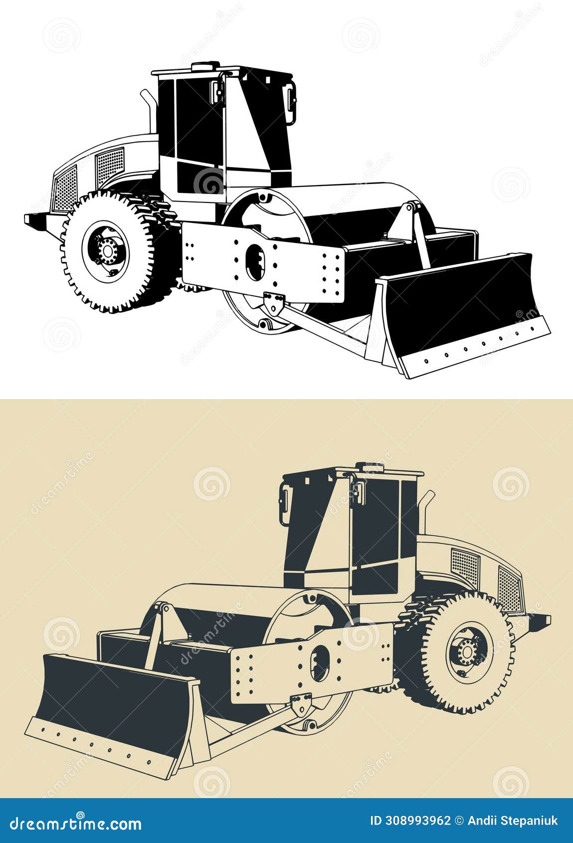 Road roller drawings stock vector. Illustration of road - 308993962