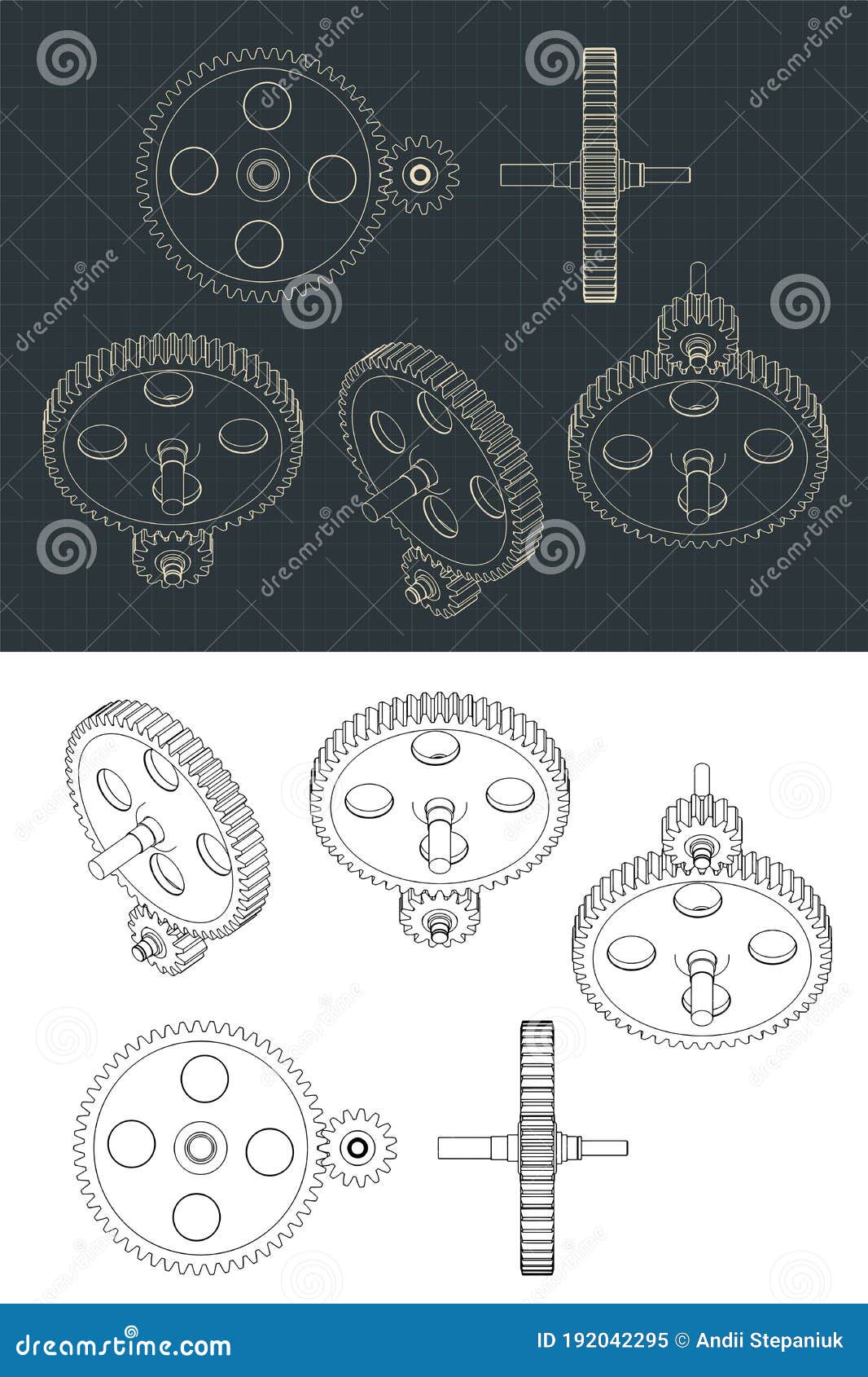 Two cogwheels blueprints stock vector. Illustration of cogwheels ...