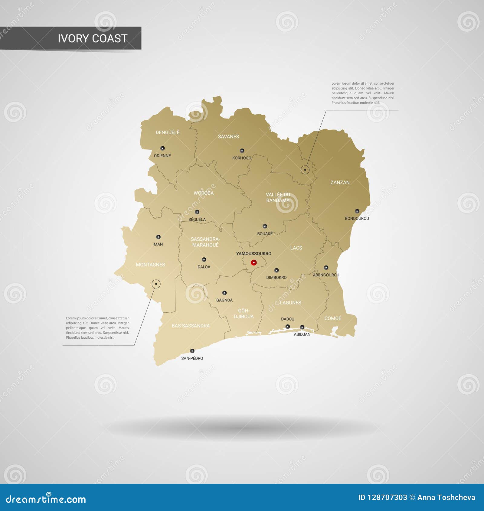 Stylized Ivory Coast Map Vector Illustration. Stock Vector ...