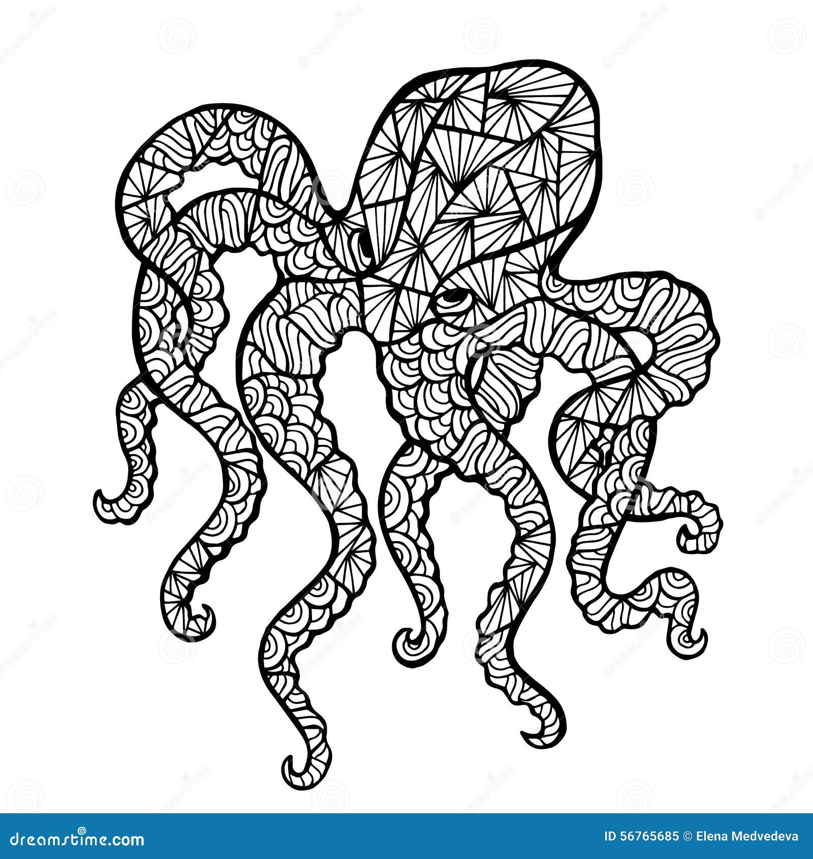Stylized Vector Octopus, Zentangle Stock Vector - Illustration of ...