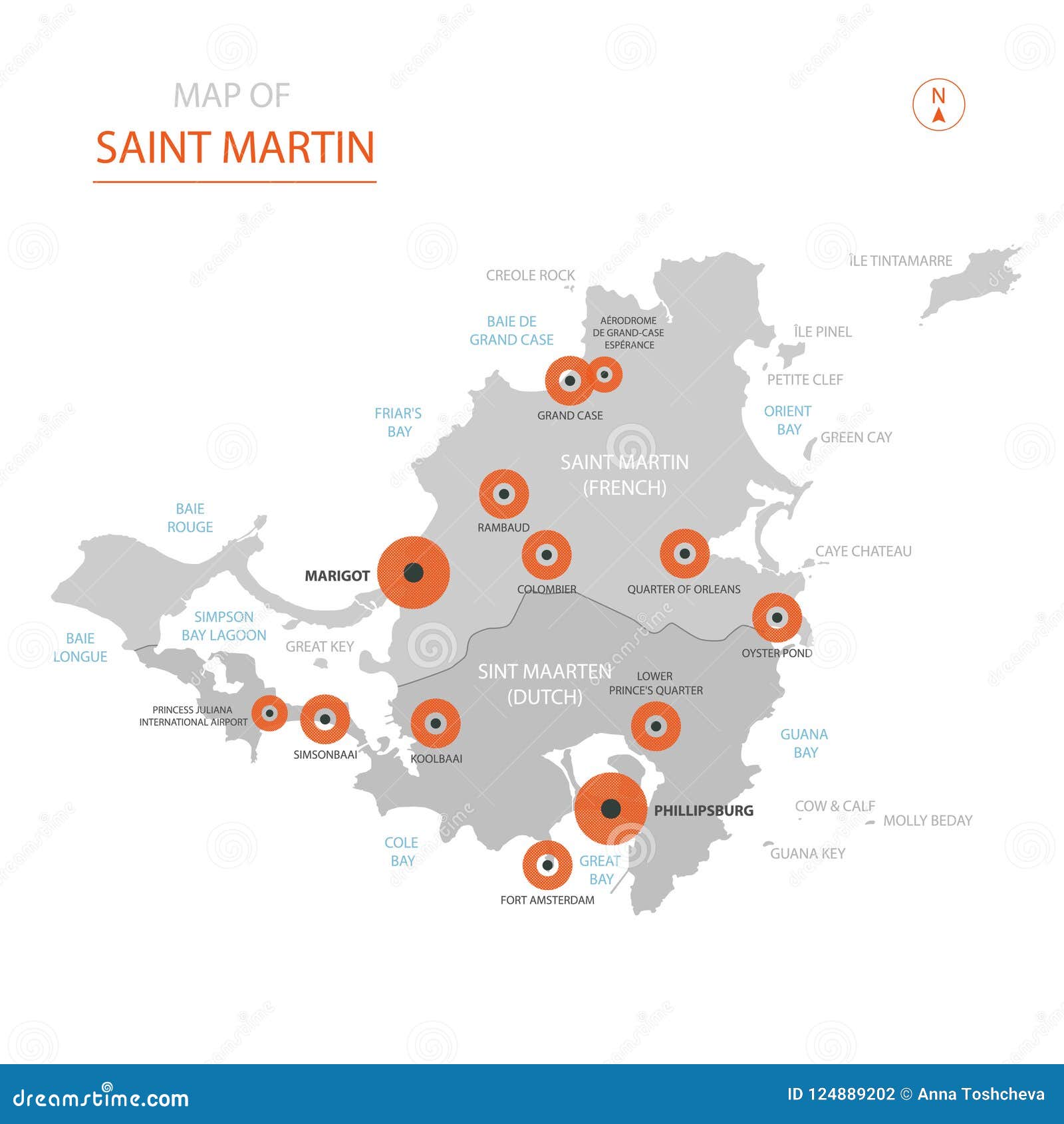Saint Martin Map with Administrative Divisions. Stock Vector ...