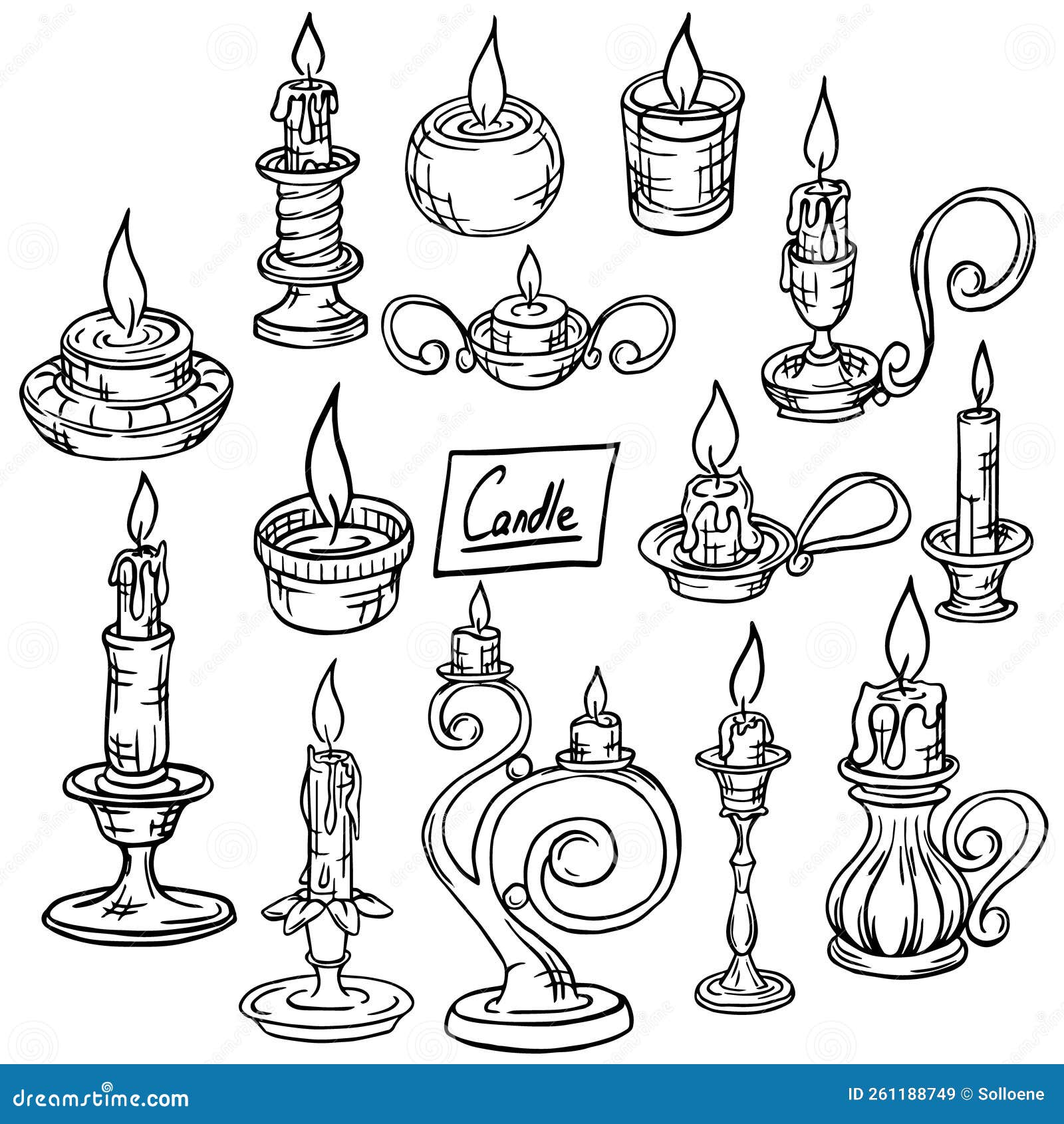 Stylized Vector Set of Old Candles and Holders Stock Vector ...