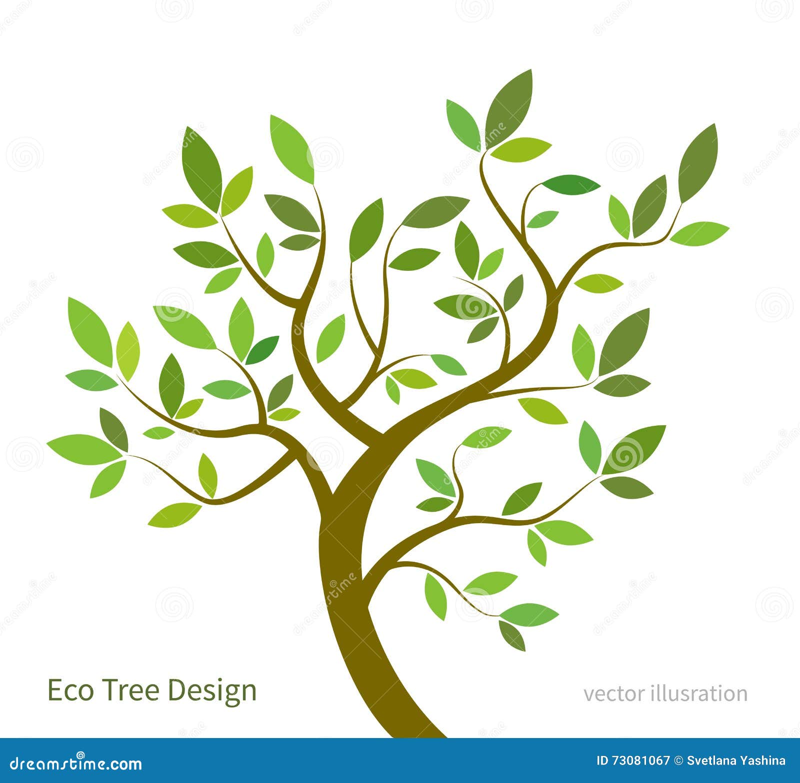 Stylized Vector Tree with Branches and Leaves, Eco Concept Stock Vector ...