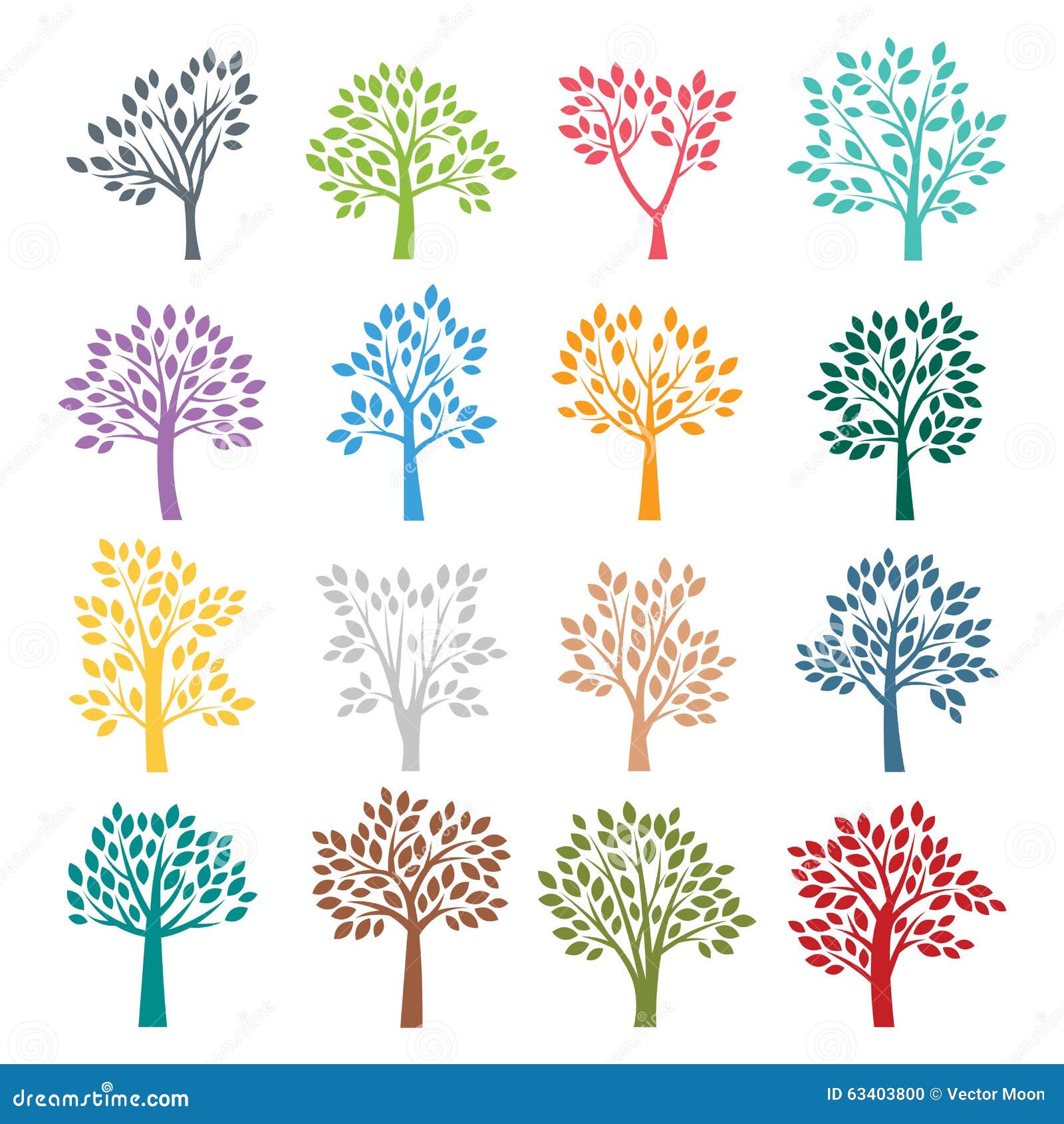 Stylized Vector Tree Collection Stock Vector - Illustration of icon ...