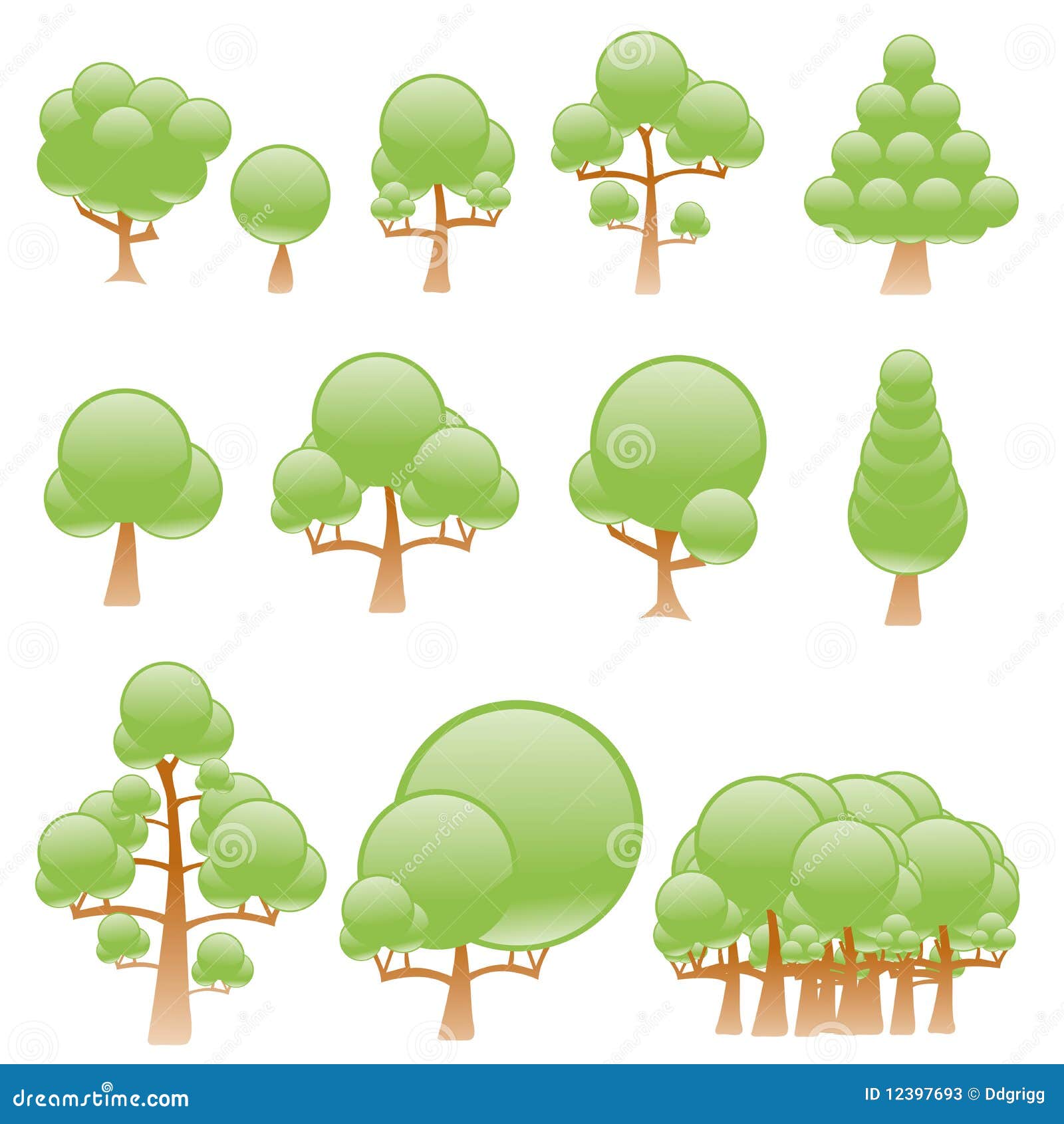 Stylized vector trees stock vector. Illustration of lone - 12397693