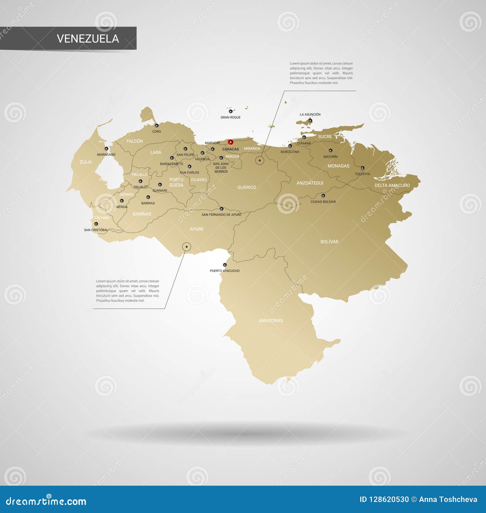 Vector Map Of Venezuela. High Detailed Country Map With Division ...
