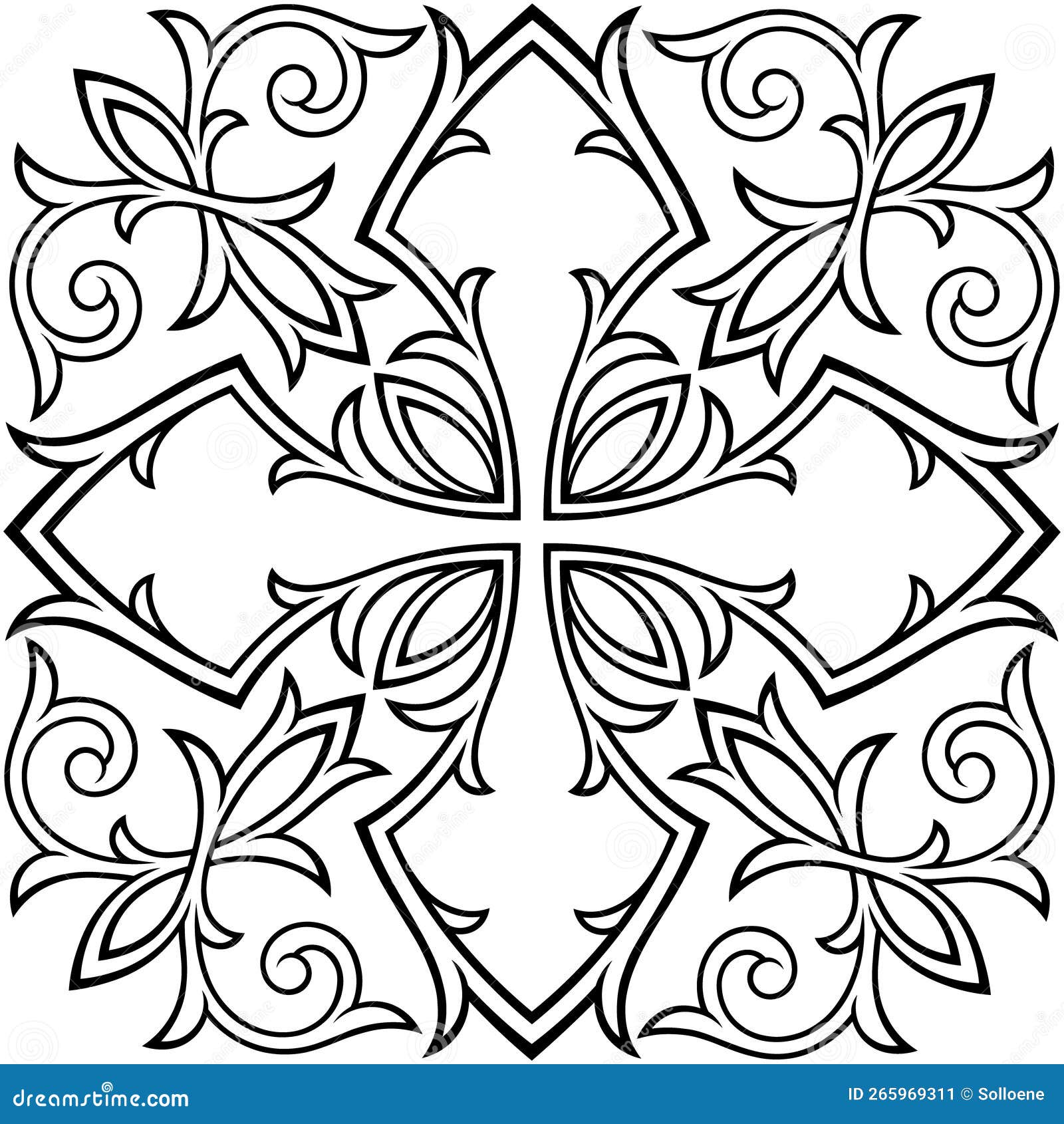 Stylized Victorian Gothic Ornamental Cross Stock Vector - Illustration ...