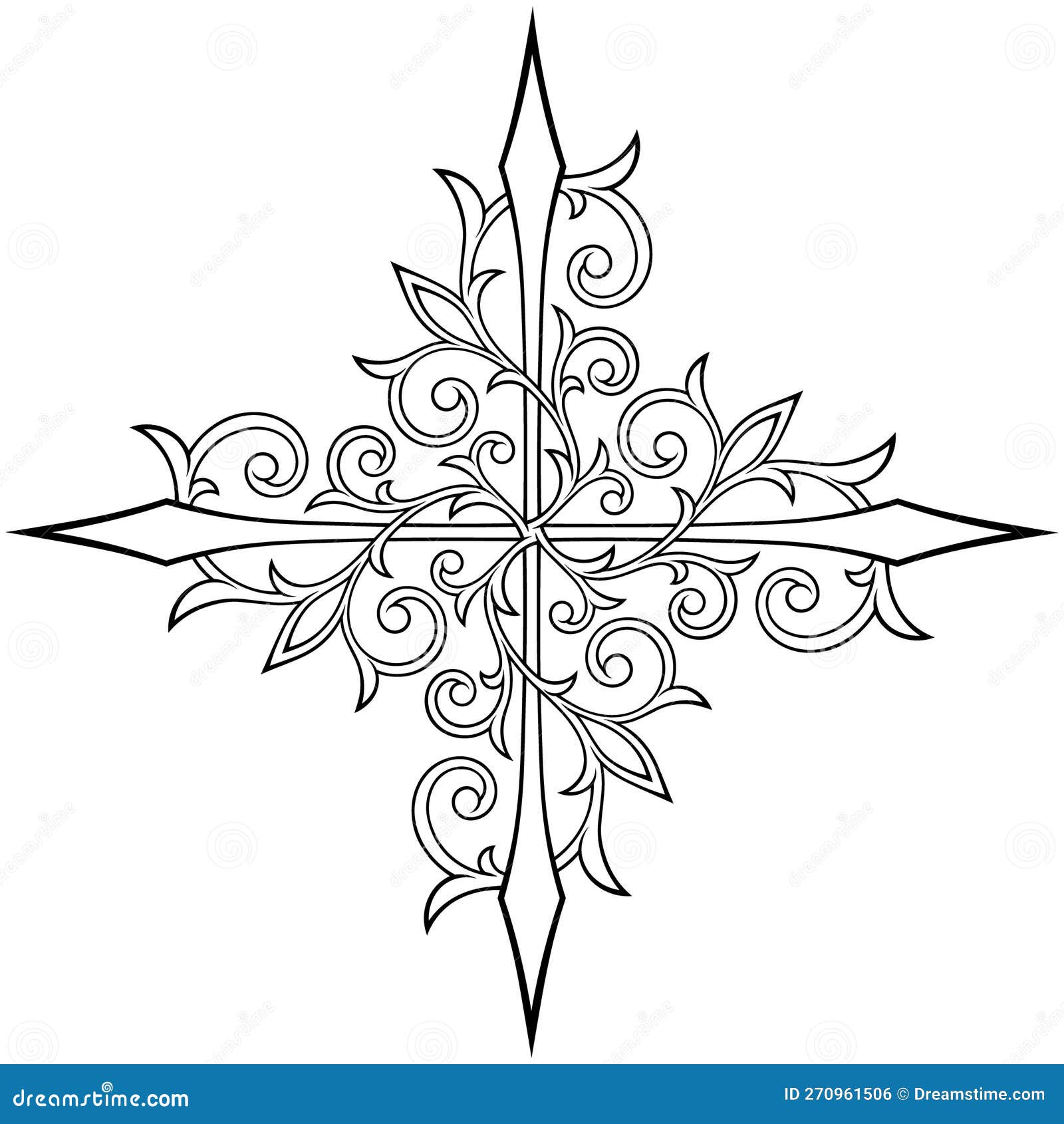 Stylized Victorian Gothic Ornamental Cross Stock Vector - Illustration ...