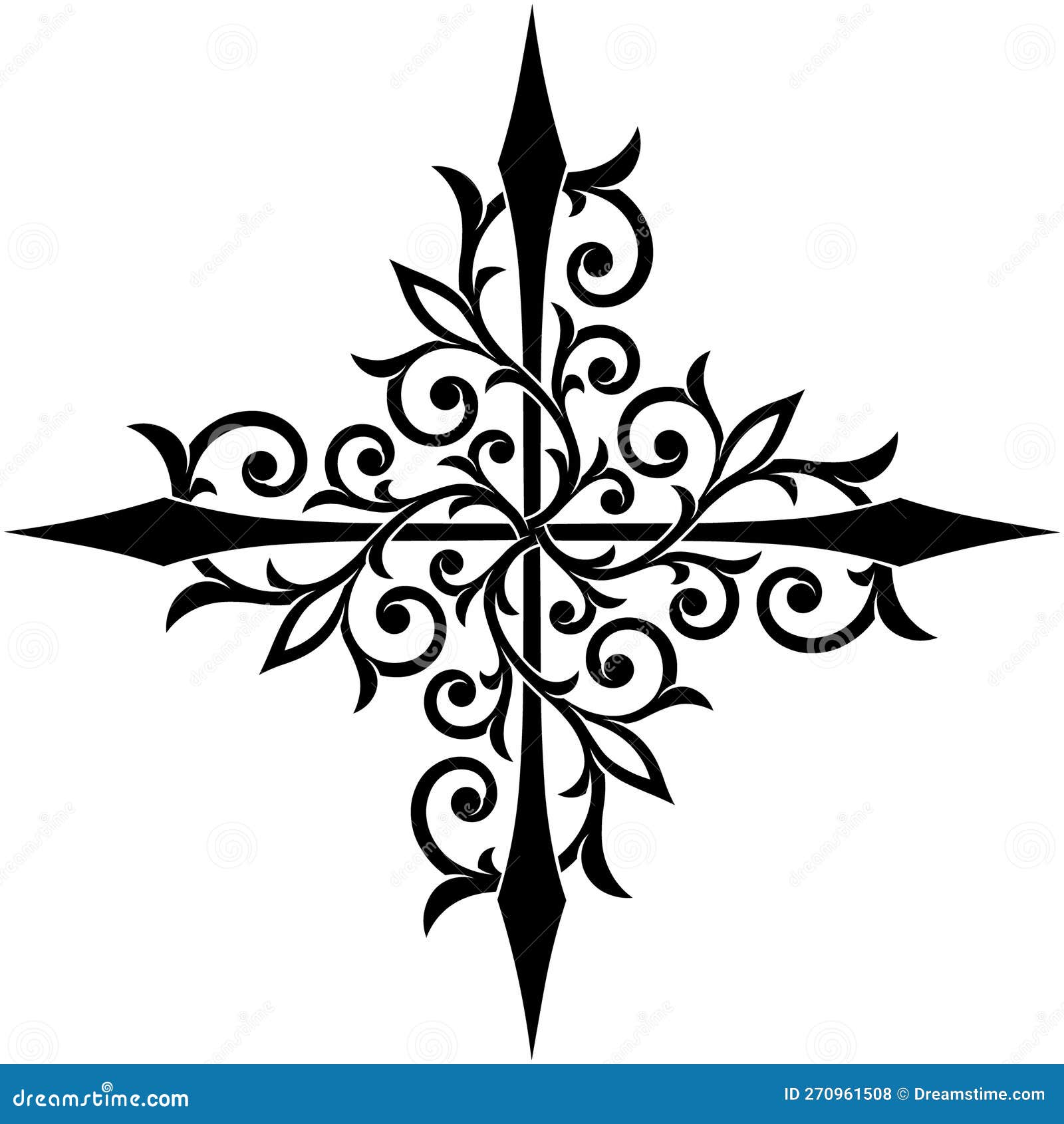 Stylized Victorian Gothic Ornamental Cross Stock Vector - Illustration ...