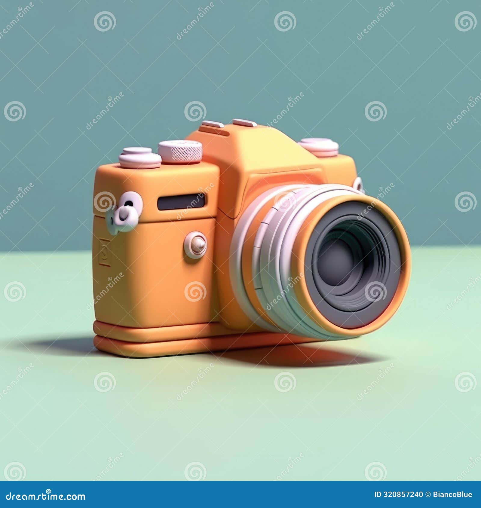 Stylized Vintage Film Camera Image with 3D Effect on Blue Background ...