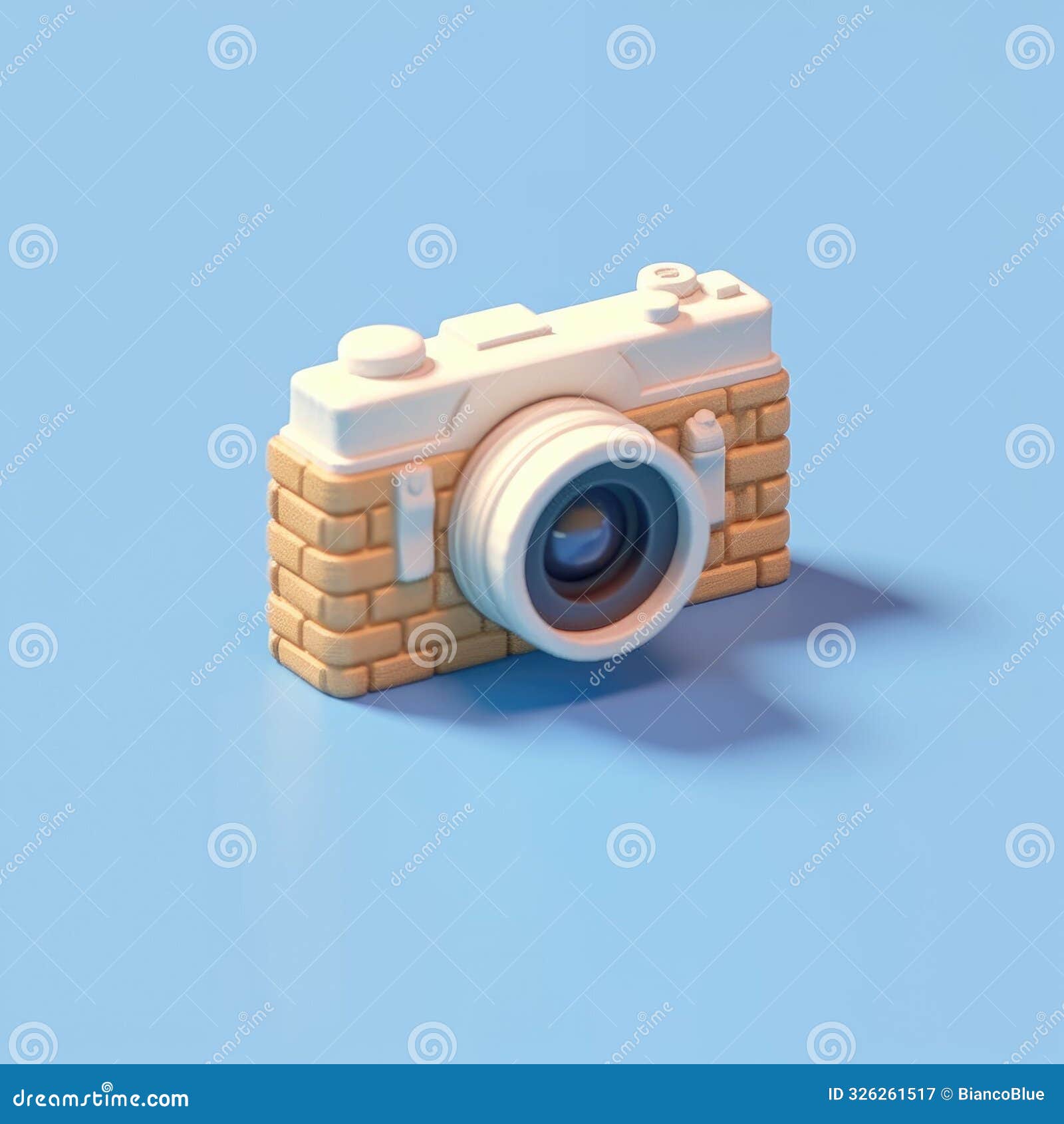 Stylized Vintage Film Camera Image with 3D Effect on Blue Background ...