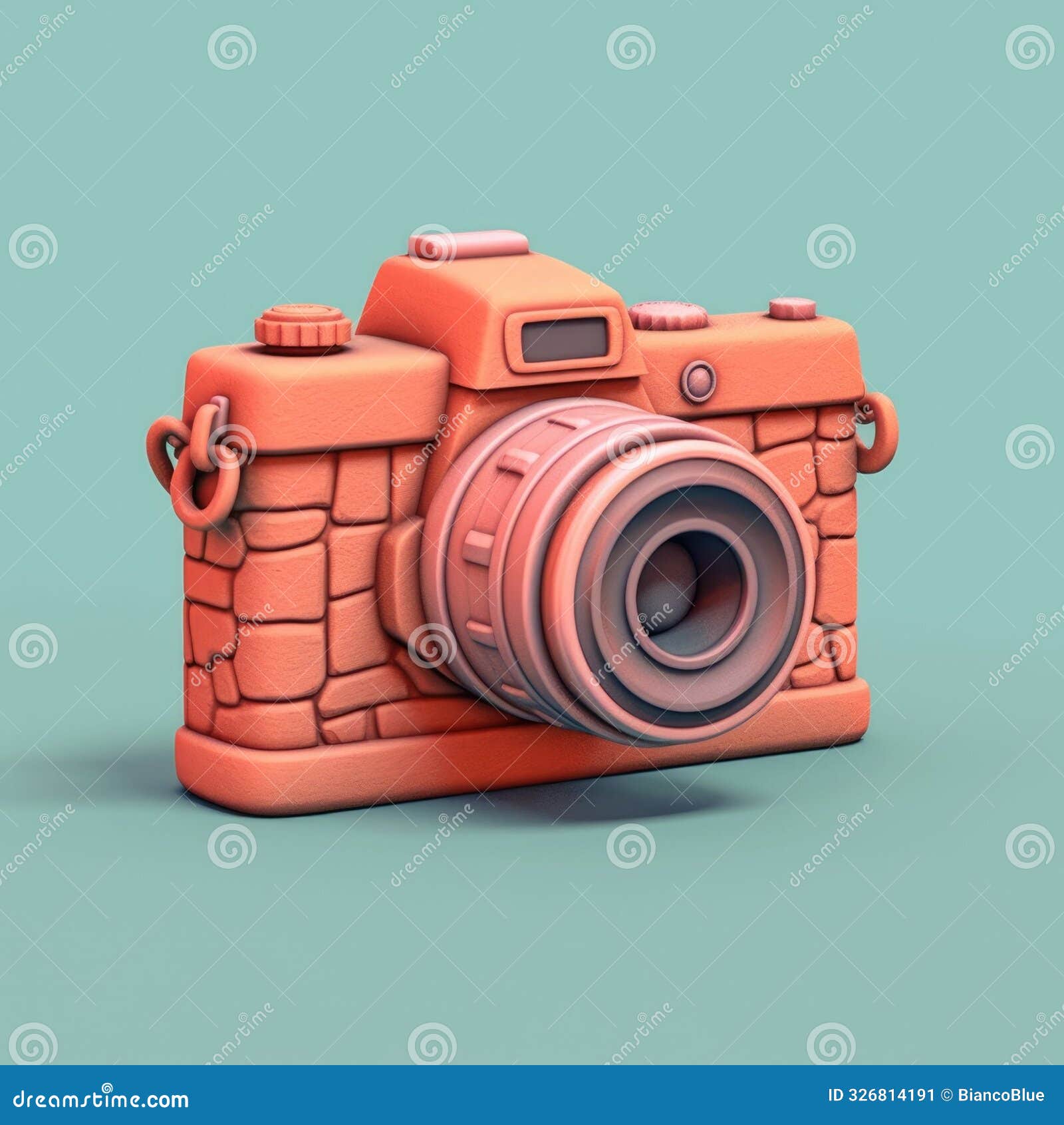 Stylized Vintage Film Camera Image with 3D Effect on Blue Background ...