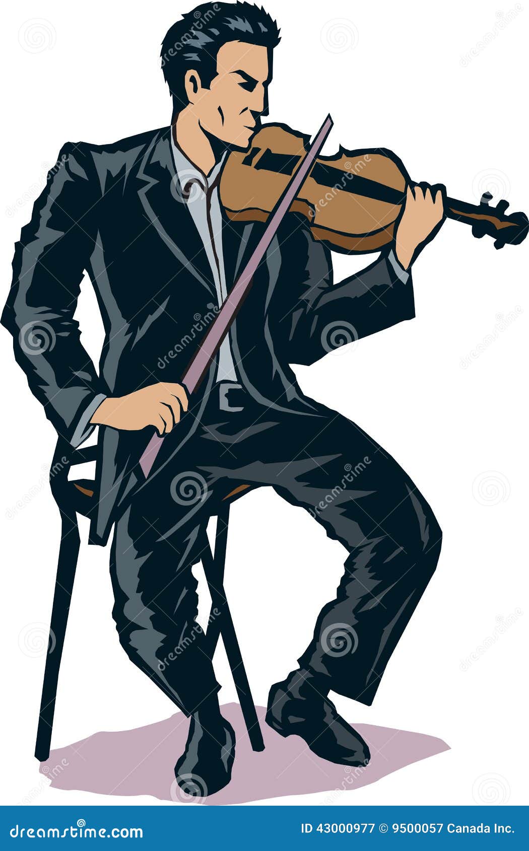 Stylized Violinist Cartoon Vector | CartoonDealer.com #43000977