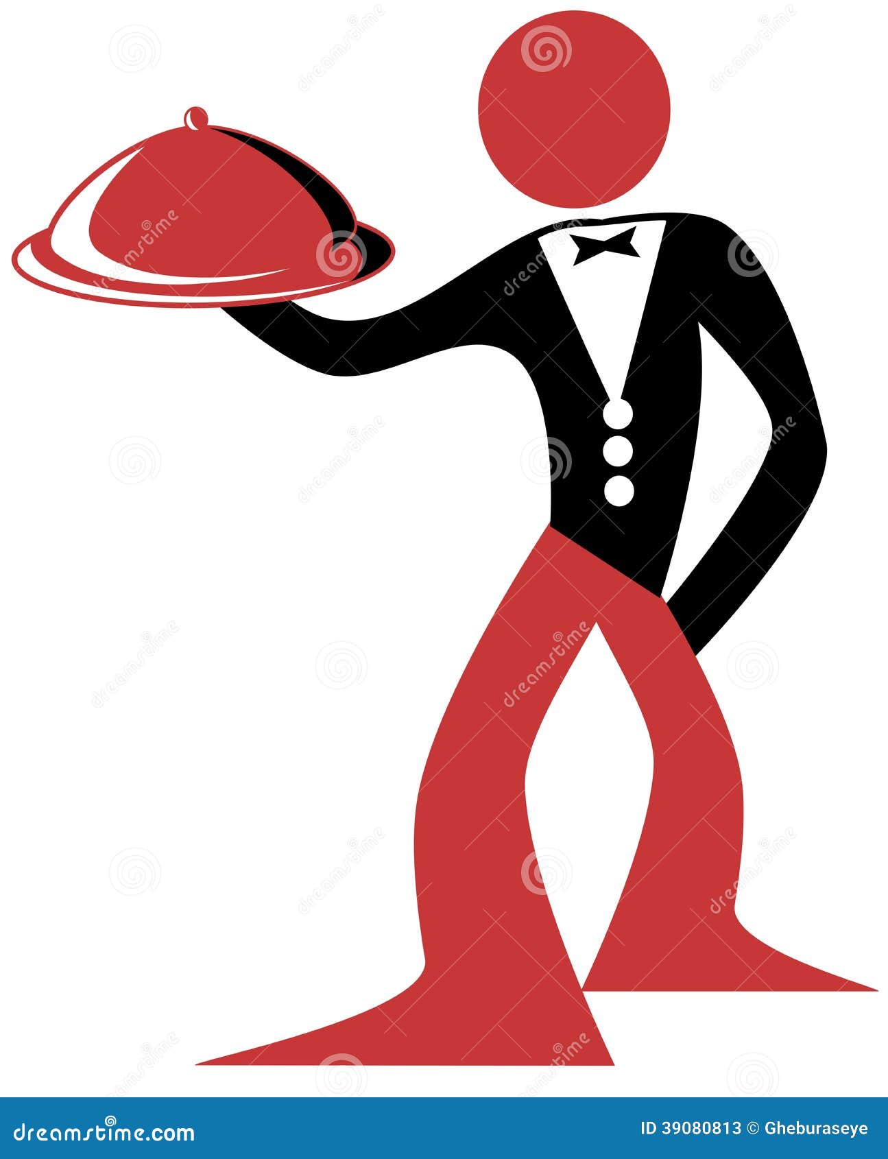 Stylized Dynamic Waiter with Dish Isolated Stock Vector - Illustration ...