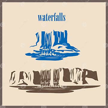 Stylized waterfalls stock vector. Illustration of travel - 58674501