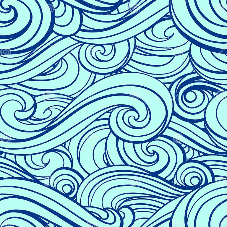 Stylized Waves Seamless Pattern Stock Vector - Illustration of spume ...