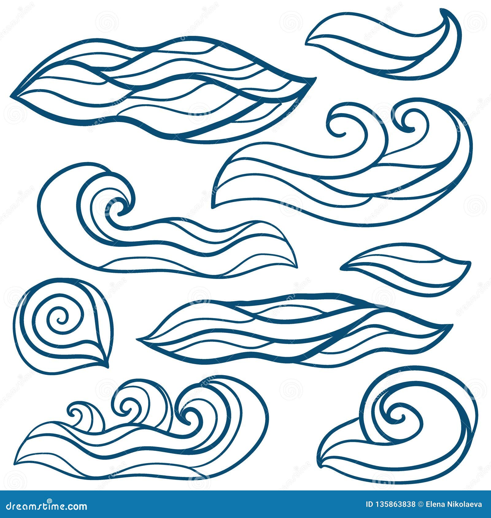 Stylized waves set stock vector. Illustration of decor - 135863838