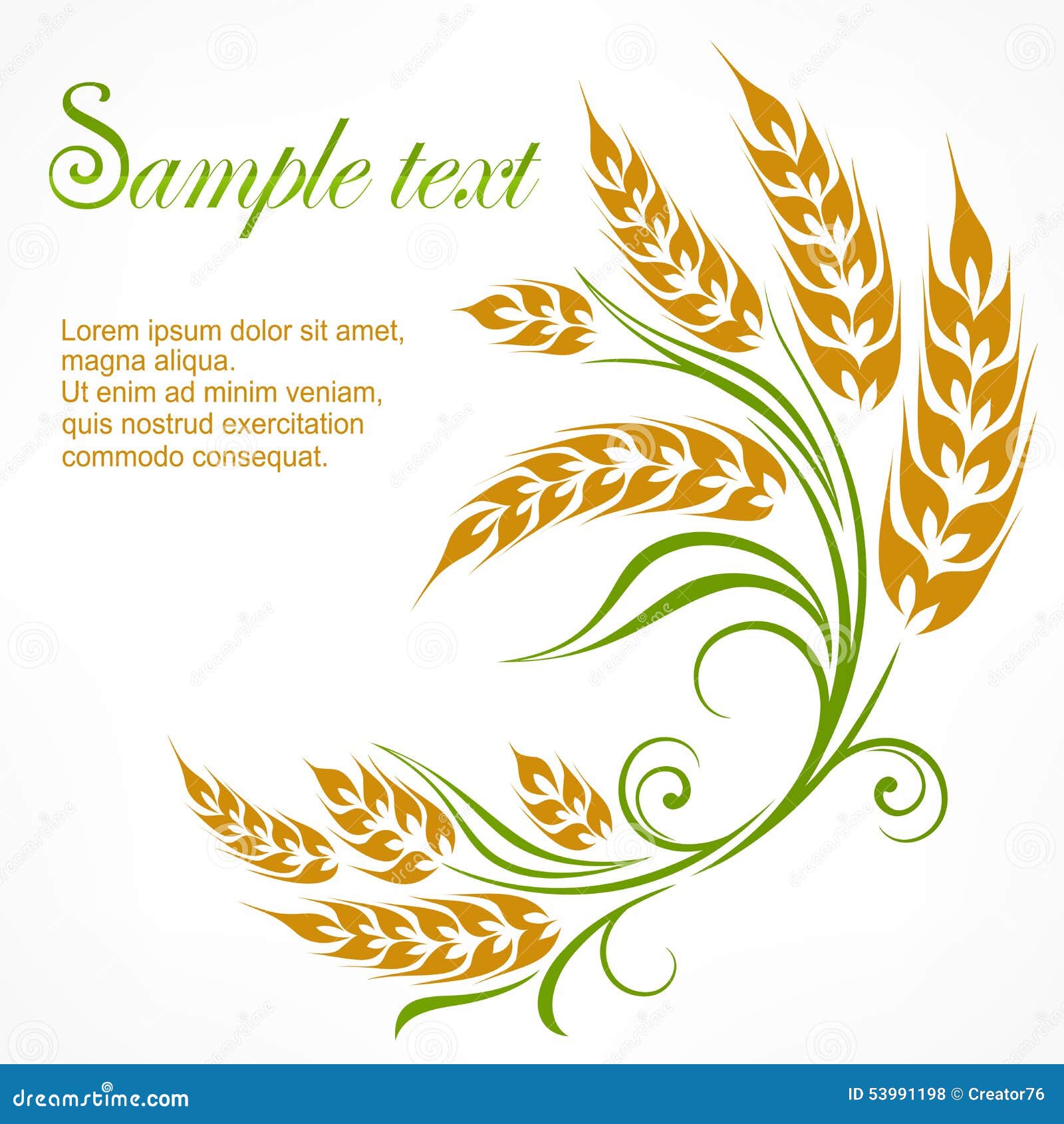 Stylized Wheat Pattern & Text Stock Vector - Illustration of painting ...