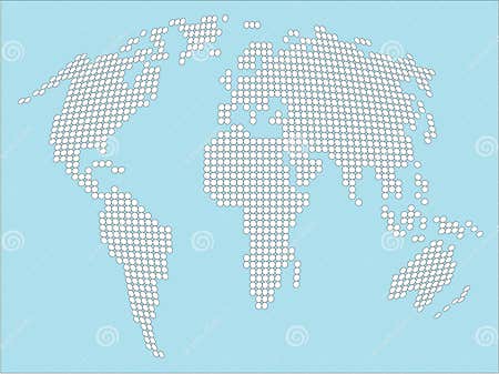 Stylized White Dotted World Map Stock Vector - Illustration of soft ...