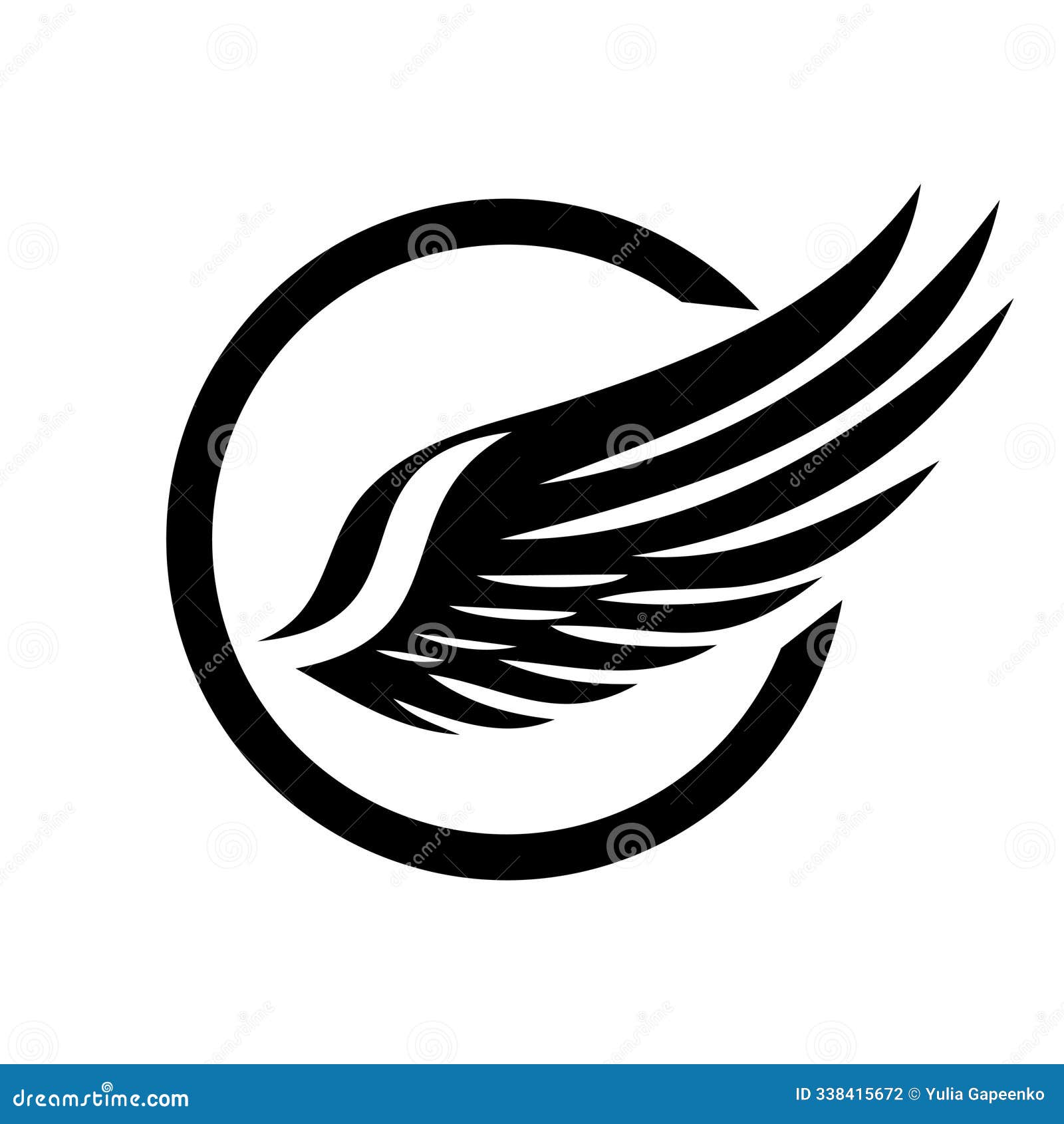 Stylized Wing Logo Featuring a Circular Design with Flowing Lines ...