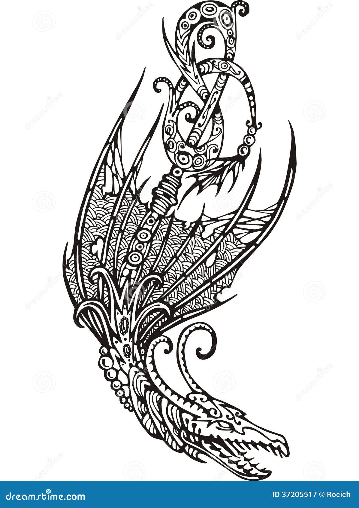 Stylized winged dragon stock vector. Illustration of stylized - 37205517