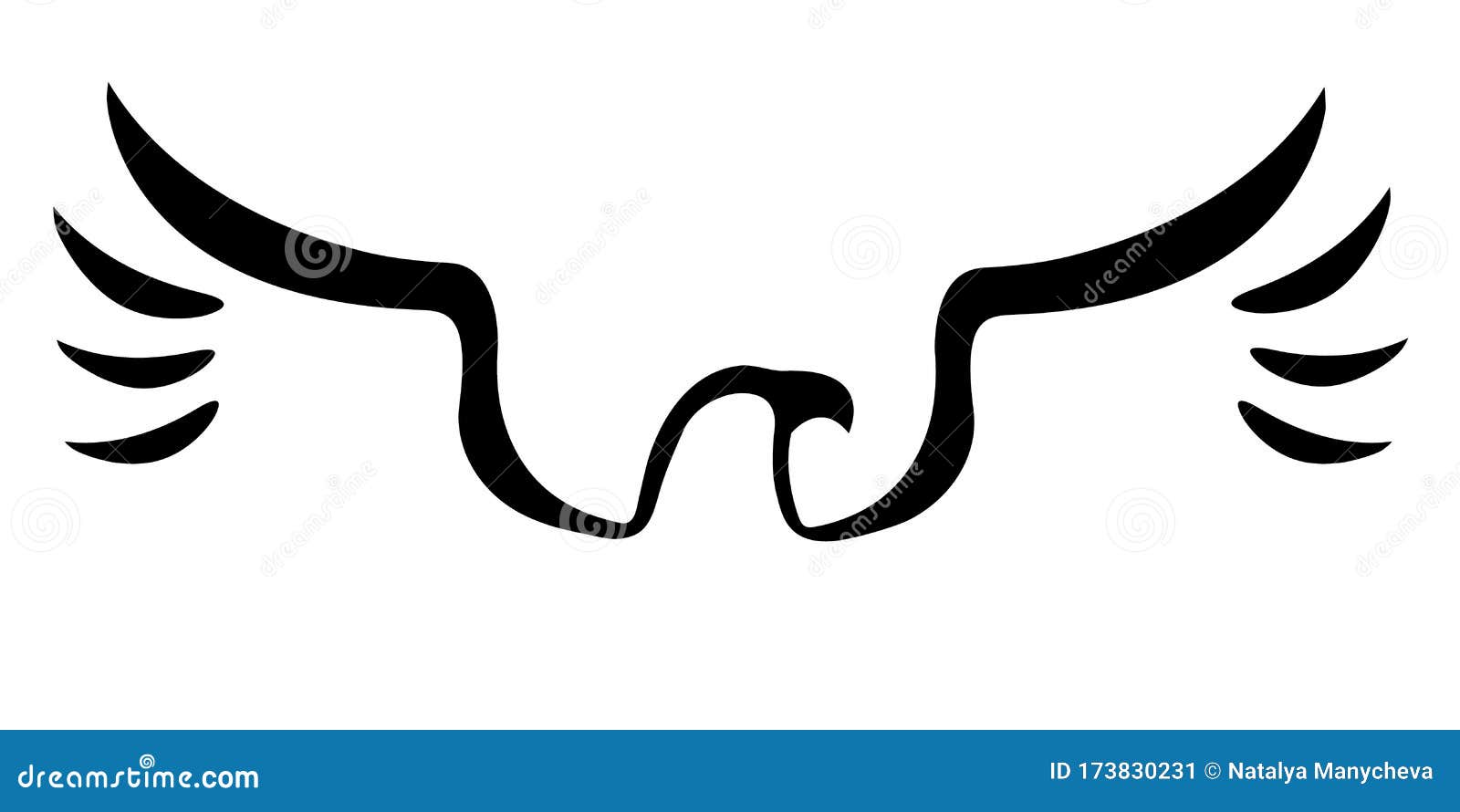 Stylized Winged Hawk Silhouette in Line Drawing Style. Decorative ...