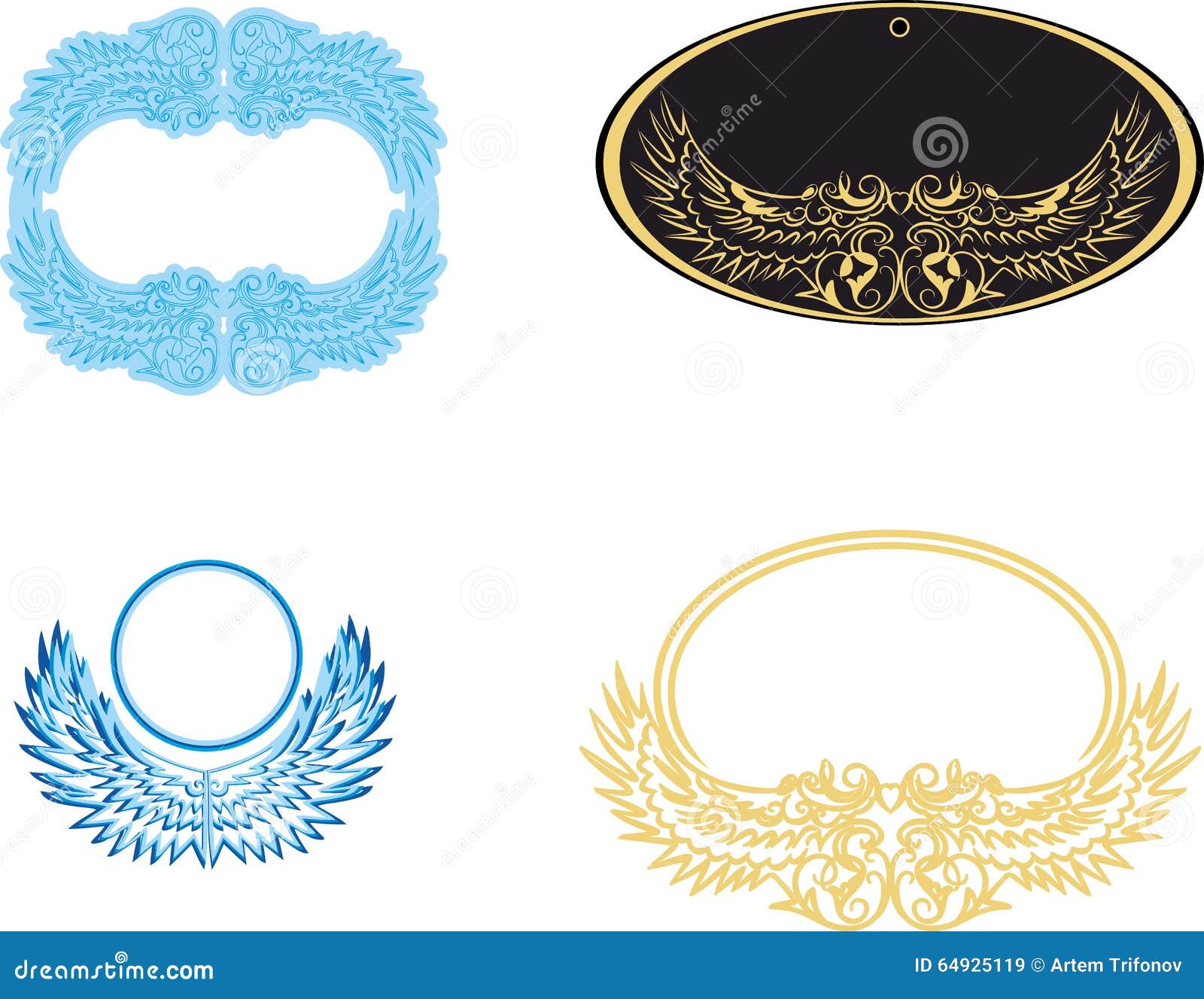 Stylized Wings White And Gold Frame. Frame For The Photo. Vintage Frame ...