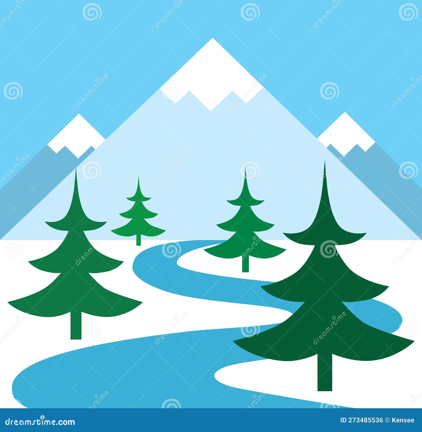 Stylized Winter Countryside with Trees Stock Vector - Illustration of ...