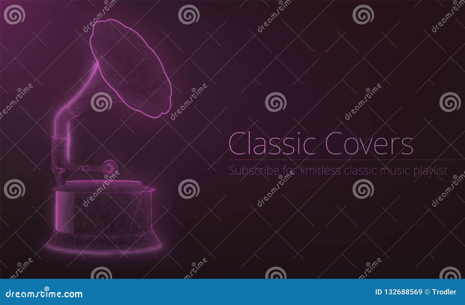 Stylized Wireframe Neon Light Gramophone. Glowing Effect Stock Vector ...