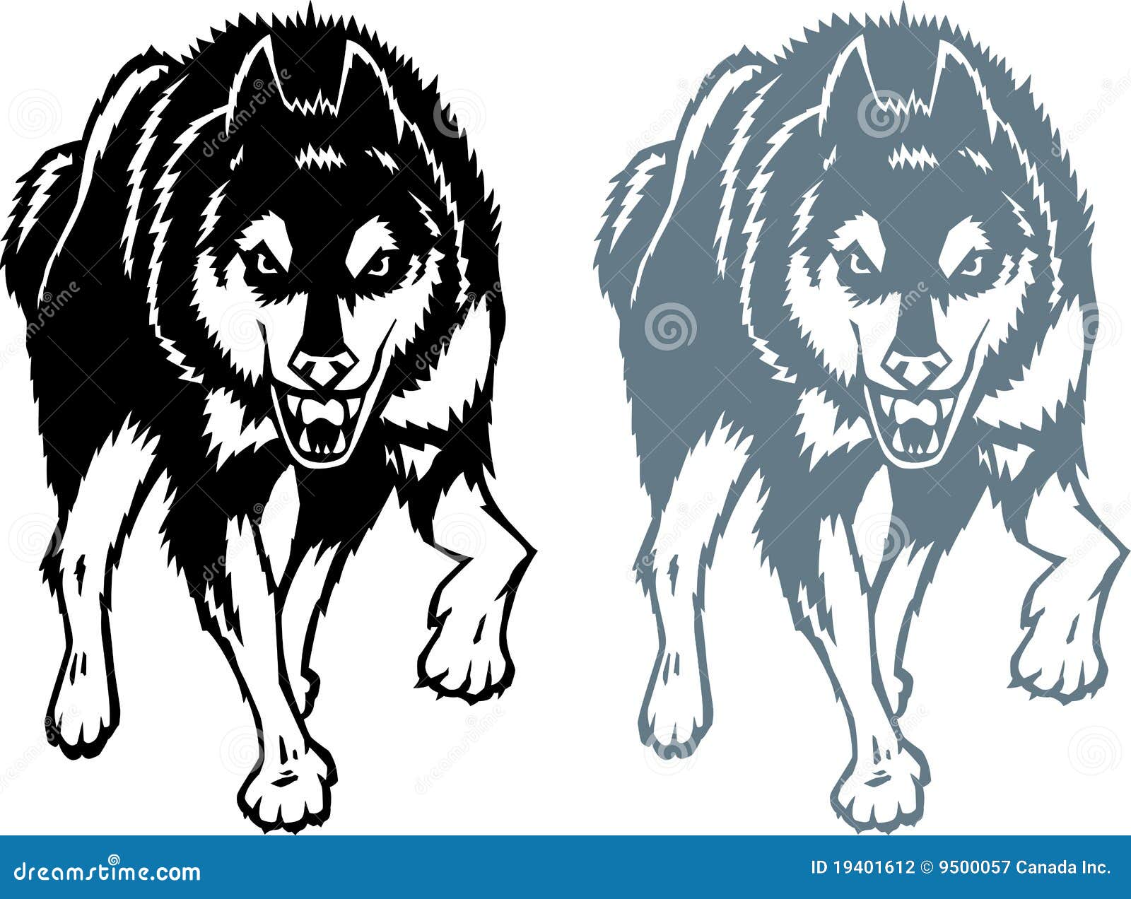 Stylized wolf stock vector. Illustration of fangs, vicious - 19401612