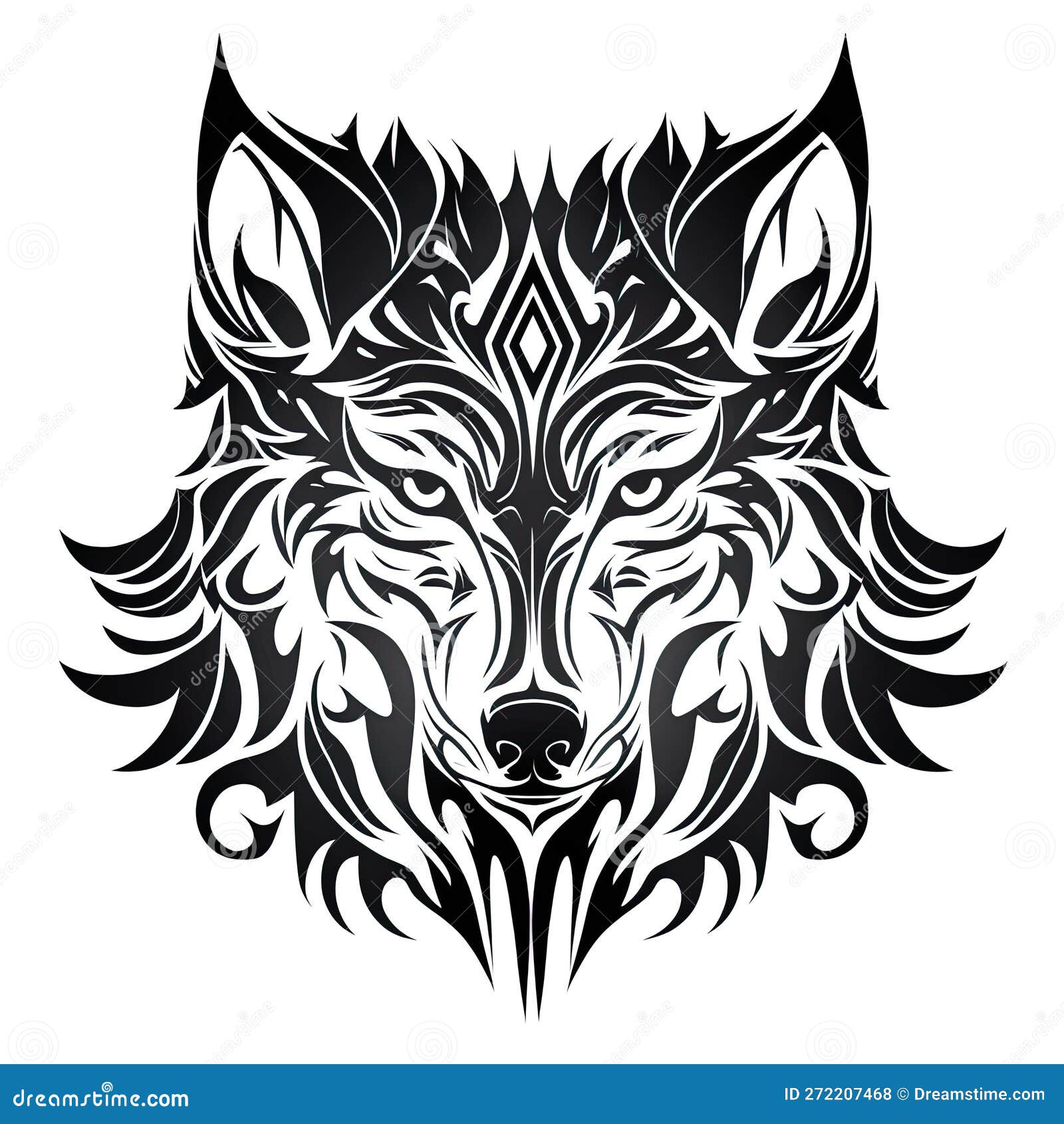 Stylized Wolf Head In Maroon With A White Background, Perfect For ...